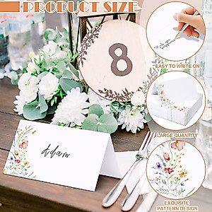 Sinload 120 Pcs Watercolor Wildflower Place Cards Tented Cards Seating Cards Floral Place Cards Blank Table Name Signs Folding Name Cards for Party Bridal Shower Dinner(Bright)