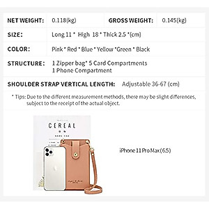 Womens Cellphone Crossbody Bag Small Light Leather Shoulder Purse Handbag Card Wallet Lanyard Case Girls Satchel Pouch (pink)