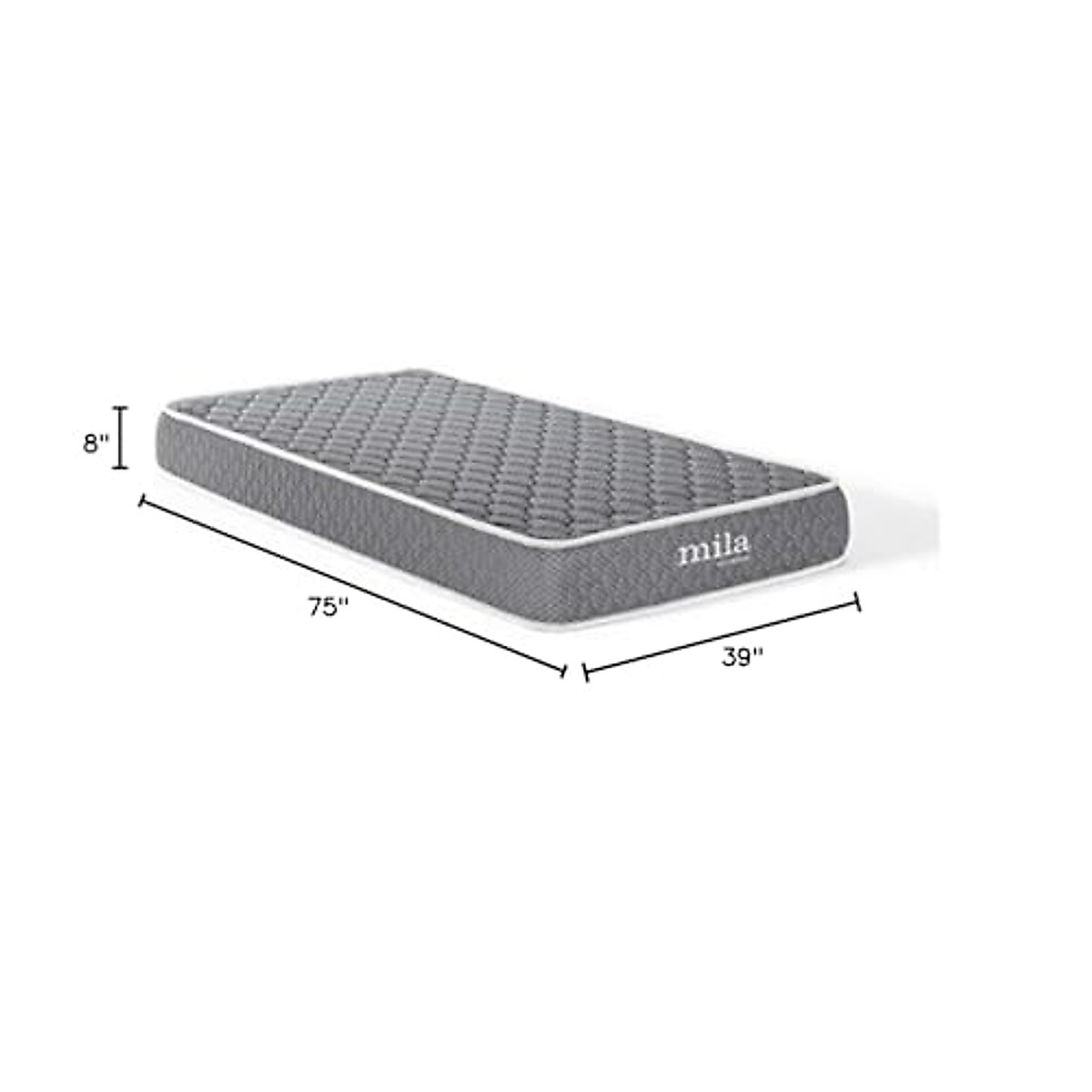 Modway Mila 8" Twin Mattress - Firm 8 Inch Memory Foam Mattress - 10-Year Warranty
