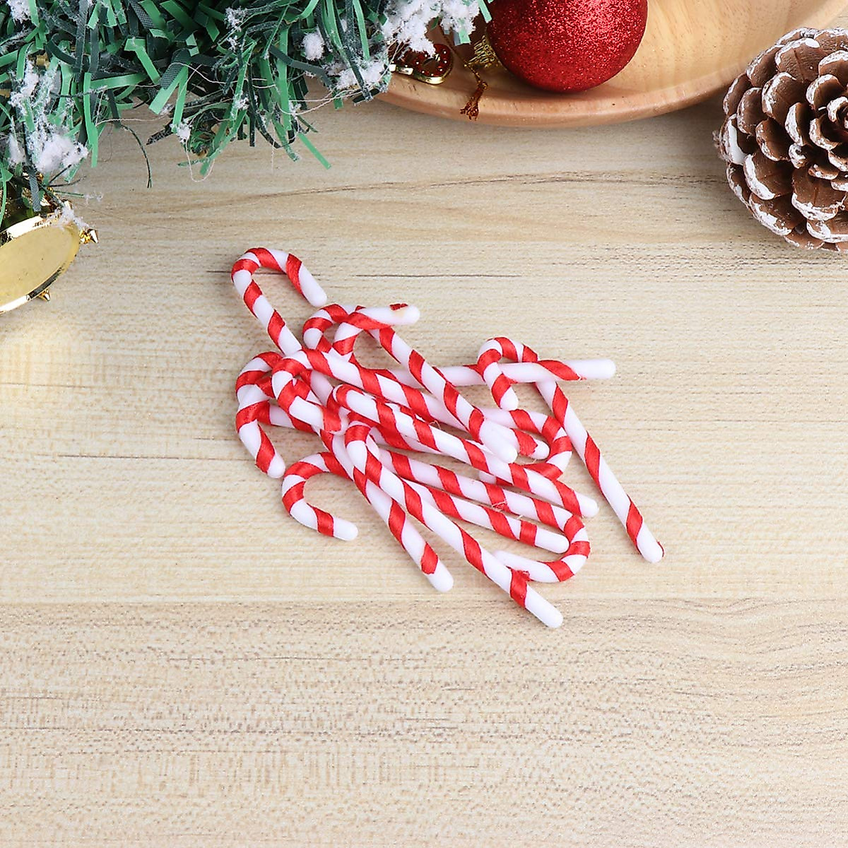 Toddmomy 50 Pieces Christmas Plastic Candy Cane Ornaments Christmas Tree Hanging Ornaments for Xmas Holiday Party Home Decoration 5cm/1.96inch