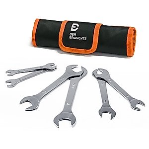 Der Erwachte Super-Thin Open End Wrench Set, SAE, 6-Piece, Including 3/8", 7/16", 1/2", 9/16", 5/8"，11/16", 3/4", 13/16", 7/8", 15/16", 1", 1-1/16", Slim Wrench Set with Rolling Pouch