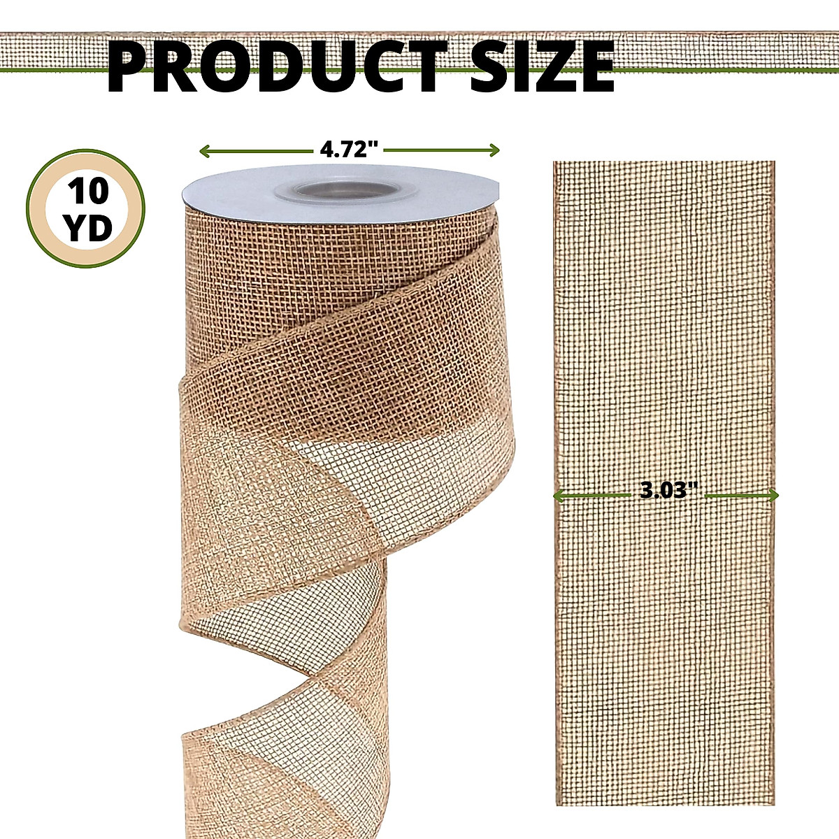 Natural Burlap Ribbon for Crafting — 3 Inch x 10 Yards Burlap Wired Ribbon for Christmas Home Decor Gift Wrapping DIY Crafts Wedding Bow Making Wreath