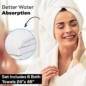 SIMPLI-MAGIC Cotton Set, Towels, 24x46, White, 6 Count