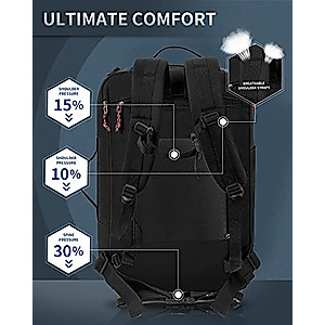 TRAILKICKER Travel Backpack Flight Approved Carry On Backpack Water Resistant Weekender Bag (Black)