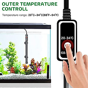 Simple Deluxe Submersible Aquarium Heater, 200W Fish Tank Heater with Intelligent LED Temperature Display and External Temperature Controller for Saltwater, Freshwater