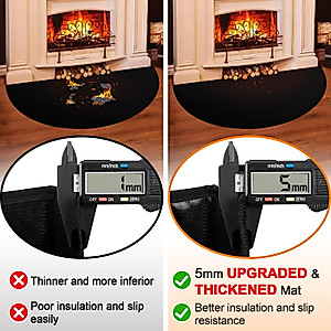 32'' x 60'' Upgraded Thickened Fireplace Mat, Half Round Fire Resistant Mat, Fireproof Rug Retardant Hearth Pad for Fireplace Wood Stove, Protect Floor from Sparks Embers Indoor Outdoor