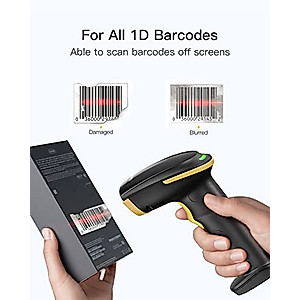 Officelab Barcode Scanner, 1D Wireless 2.4Ghz Smart Base, Screen Scanning, BS01002 Yellow