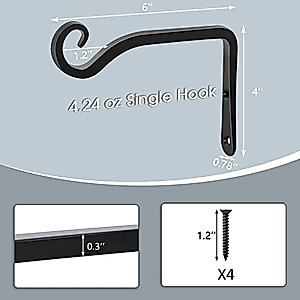 Gtongoko 6-10-15 Inch Sturdy Hanging Plant Bracket - Decorative Plant Hanger for Hanging - 2 Pack (6 Inch)