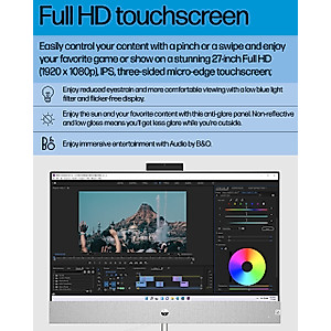 HP Pavilion All-in-One PC, 12th Gen Intel Core i7-12700T, 16 GB RAM, 256 GB SSD, Full HD IPS Touchscreen, Windows 11 Home, 4K Graphics, Wireless Mouse & Keyboard, 5 MP Pop-Up Camera (27-CA1180, 2022)