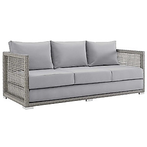 Modway Aura Outdoor Patio Wicker Rattan, 6 Piece Set, Gray Gray