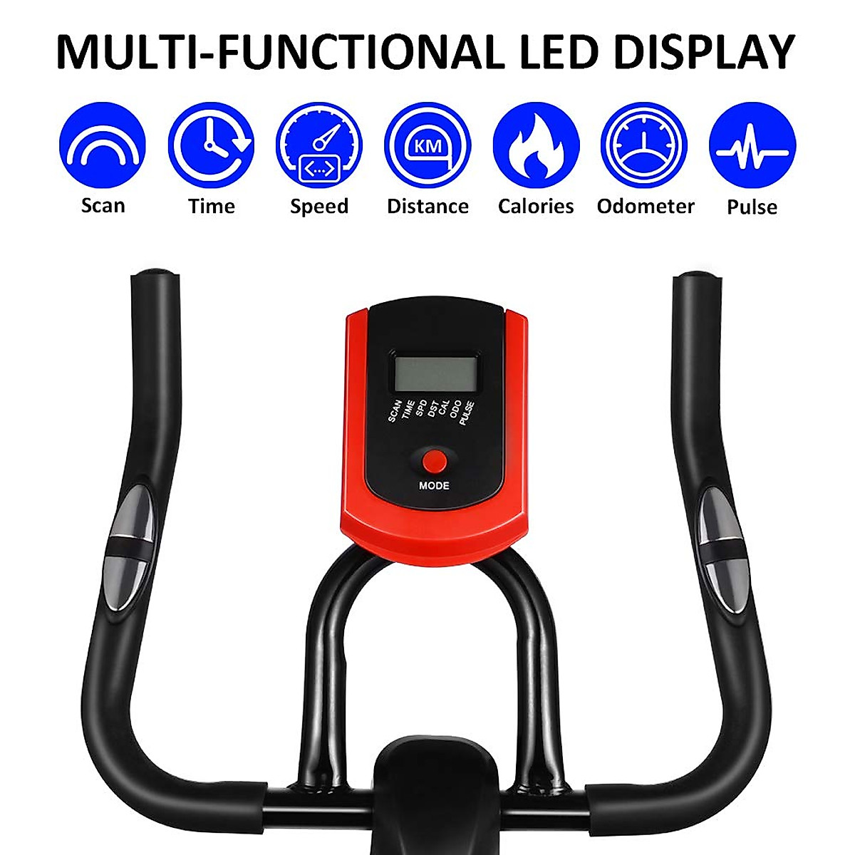 OneTwoFit Indoor Exercise Bike with Monitor,Adjustable Seat & Handlebars Cycling Bike for Home Cardio Workout OT212