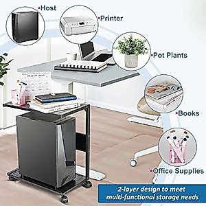 Bfttlity Computer Tower Stand, Iron PC Stand 2-Tier CPU Stand with Locking Caster Wheels Suitable for Most PC (Iron)