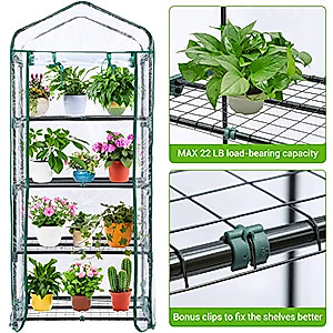Mini Greenhouse for Outdoors Indoor: Ohuhu Small Green House with 4 Tier Shelves, Portable Plastic Greenhouses with Heavy Duty Transparent PVC Cover for Winter Garden Patio Backyard Porch Balcony