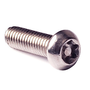 M5 x 6mm Pin in Head Torx Screws,304 Stainless Steel Pin Torx Button Head Security Screws,Right Hand Threads,Metric,50-Pieces