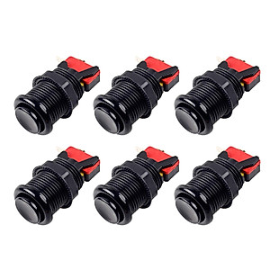 EG STARTS 6X American Style Standard Arcade Buttons Switchable Happ Type 30mm Push Button 3/16" Terminal for Jamma Mame Kit Parts (Black)