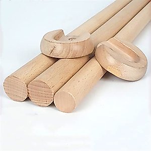 1 PCS Wooden Round Wardrobe Closet Rod for Hanging Clothes Premium Closet Pole Wardrobe Cross- bar Clothes Hanging Rods Natural Wood Wardrobe Closet Rod with End Supports for Closet Storage