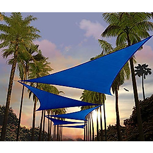 Amgo 16' x 16' x 16' Blue Triangle Sun Shade Sail Canopy Awning, 95% UV Blockage Water & Air Permeable, Commercial & Residential, for Patio Yard Pergola, 5 Yrs Warranty (Available for Custom Sizes)