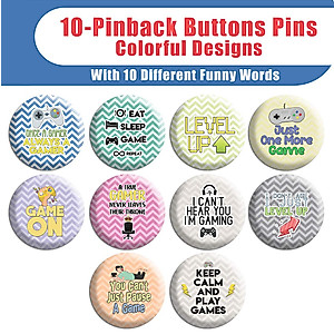 Creanoso Funny Wearable DIY Custom Design Art Button Badges - Gamer (10-Pack) - Stocking Stuffers Premium Quality Gift Ideas for Children, Teens, & Adults - Corporate Giveaways & Party Favors