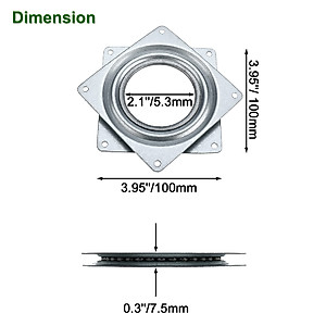 Erfo 16Pack Lazy Susan Turntable Bearings Hardware, 4 Inch Square Swivel Plate, 5/16-Inch Thick Rotating Plate Replacement Parts for DIY Lazy Susan Project Kitchen Storage Rack Serving Trays