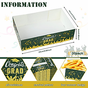 Green and Gold Graduation Party Decorations 30 Pcs Disposable Food Trays 2023 Graduation Party Supplies Graduation Snack Trays Congrats Grad Paper Food Trays Disposable Food Holders for Popcorn