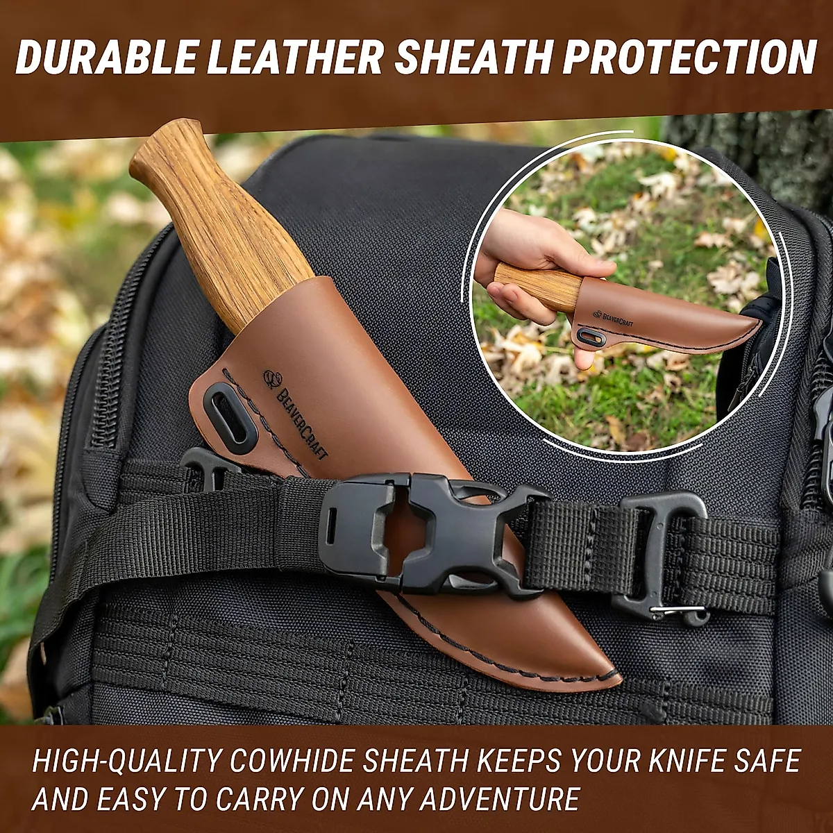 BeaverCraft Sloyd Knife C4s 3.14" Wood Carving Sloyd Knife with Leather Sheath for Whittling and Roughing for Beginners and Profi Durable High Carbon Steel - Spoon Carving Tools Thin Wood Working