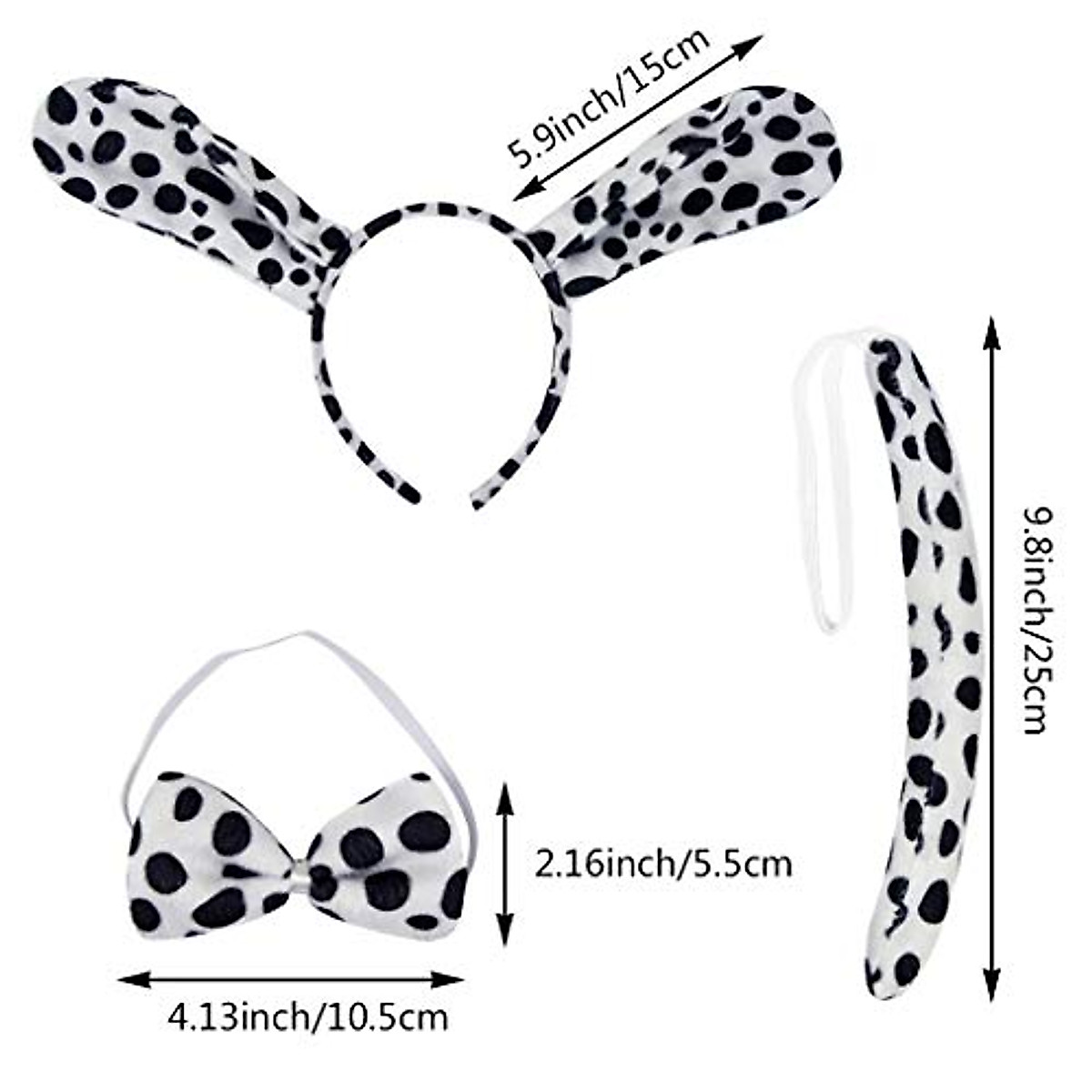 Dxhycc Dalmatian Costume Set Dog Ears Headband Bowtie Tail Tutu for Kids Girls Halloween Costume Cosplay Party