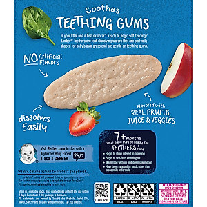 Gerber Snacks for Baby Teethers, Strawberry Apple Spinach, Gentle Teething Wafers, Non-GMO Ingredients, 12 Individually Wrapped 2-Packs/Box (Pack of 3 Boxes)