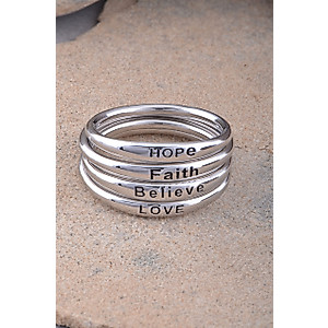 SILVERCLOSEOUT Rhodium Plated Sterling Silver Thin Stackable Womens Love Ring Thin Stacking Rings- Size 11