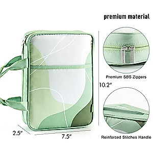 Datoua Bible Covers for Women Girls, Bible Case Scripture Carrying Carrier with Handle and Pocket, Bible Bag Teens Book Protective Large Medium Standard Size, Bible Accessories Study Supplies (Green)