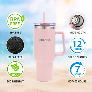 Bosvell 40 oz Tumbler with Handle and Straw Lid,Insulated Cup Reusable Stainless Steel Water Bottle Travel,Mug Cupholder Friendly,100% Leak-proof Travel Coffee Mug,Gifts for Women Men Him Her.
