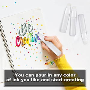 4 Pack White Paint Pens Empty Acrylic Permanent Marker Clear White Marker Pen Fine Point Empty Refillable Markers Empty Markers for Rock Painting Wood Ceramic Metallic Graffiti Paper Drawing (15 mm)