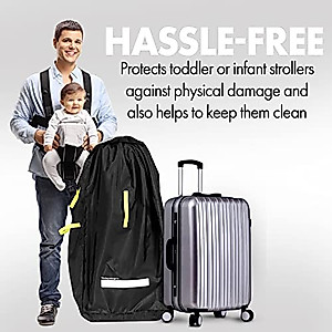 Stroller Travel Bag for Airplane Gate Check – Protective Airport Approved Baggage Gate Check Storage Sack for Traveling with Standard or Double Stroller – Easy Carrying with Padded Backpack Straps