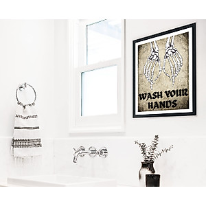 Roxbury Row Skeleton Hands Bathroom Decor Wall Art, Skeleton Decor | Funny Bathroom Signs, Gothic Bathroom Decor Wall Art, Creepy Decor, Spooky Decor, Halloween Bathroom Decor (8X10 Unframed)