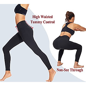 High Waisted Leggings for Women-Womens Black Seamless Workout Leggings Running Tummy Control Yoga Pants(L-XL)