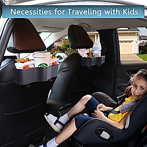 Car Headrest Backseat Organizer with Cup Holders, Perfect for Eating in Your Car, Back Seat Organizer for Kids, Car Food Table or Sauce Holder, Car Travel Accessories
