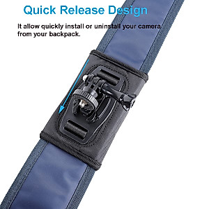 PellKing Camera Backpack Belt Mount for Insta360 One X3/ One X2/ One R/Go 2 Compatible with GoPro Hero10 /9/8/7/6 and Other Action Camera, with 1/4 Adapter