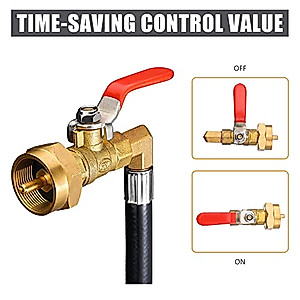 GFORIT Propane Refill Adapter with Gauge,5FT/60 Propane Extension Hose with ON-Off Control Valve,POL Propane Tank Connector,350PSI High Pressure Propane Tank Refill Adapters 20LB to 1LB