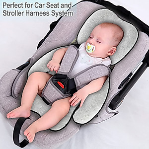 KAKIBLIN 3 in 1 Baby Stroller Seat Cushion, Toddler Car Seat Pad Baby Head Pillow Neck Support Cushion for Newborn and Toddler, Grey
