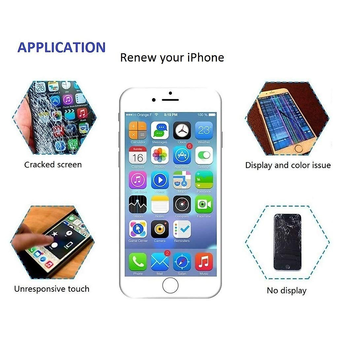GULEEK for iPhone 6S Screen Replacement White Touch Display LCD Digitizer Full Assembly with Front Camera, Proximity Sensor, Ear Speaker and Home Button Including Repair Tool and Screen Protector