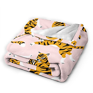 Tiger Blanket Cute Animal Super Soft Warm Bed Throw Blankets for Couch Bedroom Bedding Sofa Office Car Girls Boys Gifts, All Season Cozy Flannel Plush Blanket for Kids Adults, 50"X40"