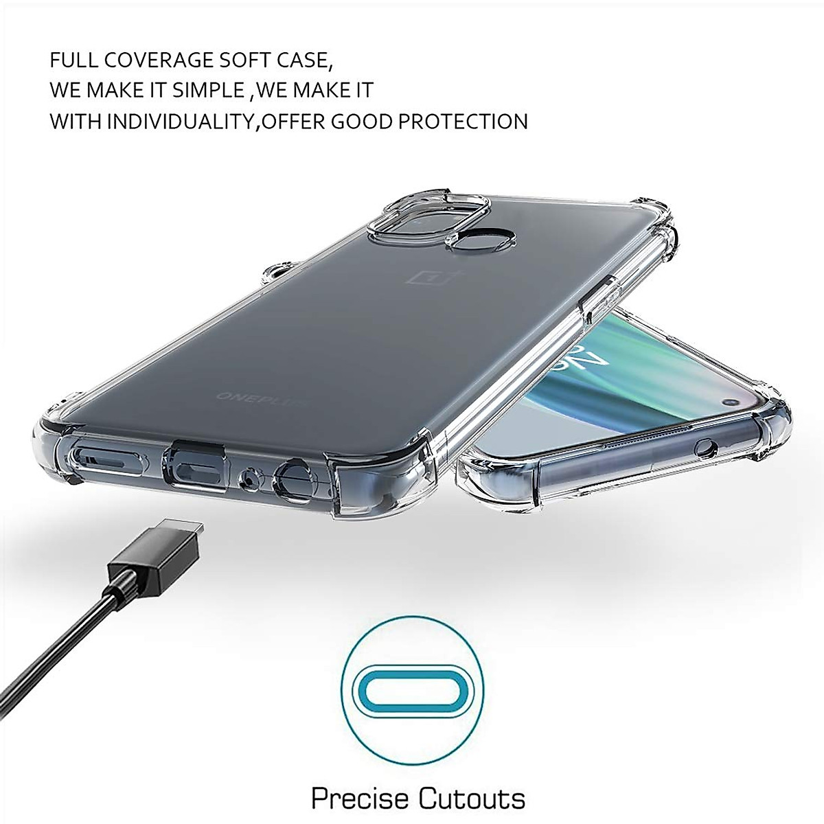 Osophter for Oneplus Nord N10 5G Case,Oneplus N10 5G Case Clear Transparent Reinforced Corners TPU Shock-Absorption Flexible Cell Phone Cover for Oneplus N10 5G(Clear)