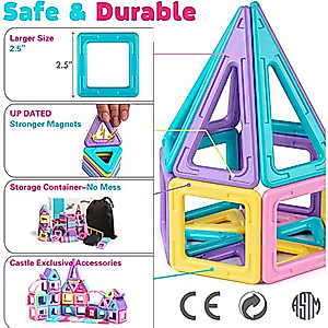 Magnetic Tiles for 3 4 5 6 7 8+ Year Old Boys Girls Magnetic Blocks Building Set for Kids Ages 3-6, Creativity and Educational Construction Toys for Toddlers 3-5 Christmas Birthday Gifts Toys-117PCS
