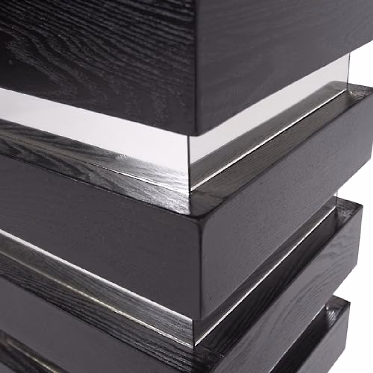 Howard Elliott Stepped Pedestal Accent Table, Black Wood and Mirrored Side End Table for Home Decor, Small Space Pedestal Table for Bedroom, Living Room & Entryway, 12 x 12 x 35.5 Inch, Tall