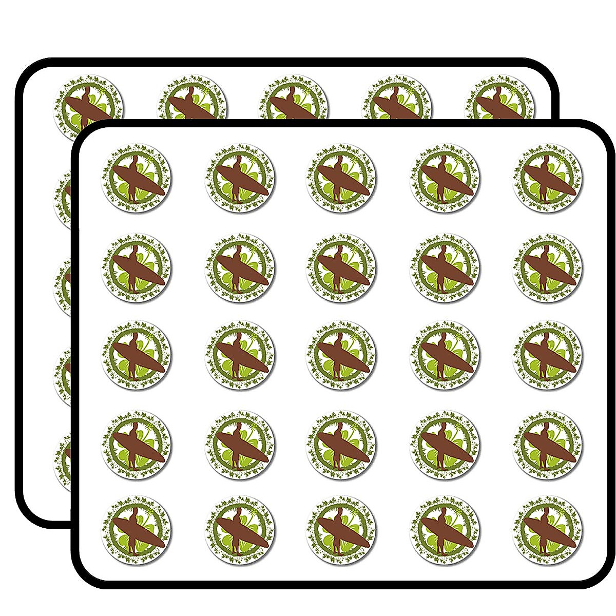 Surf Hibiscus Flower Surfer Sticker for Scrapbooking, Calendars, Arts, Kids DIY Crafts, Album, Bullet Journals 50 Pack