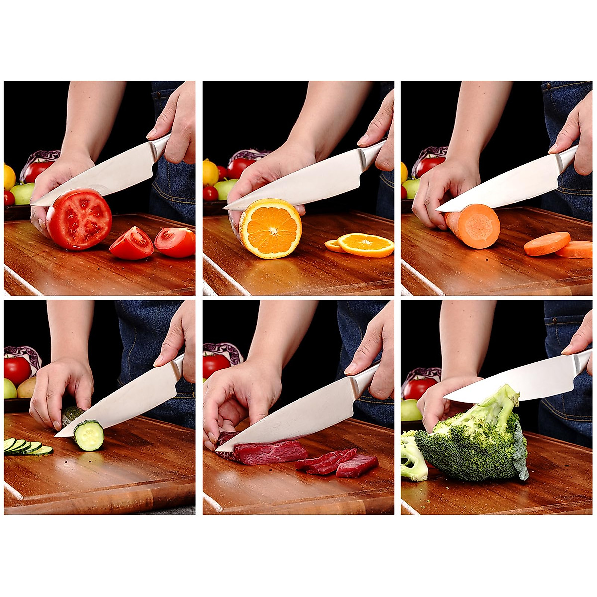 WELLSTAR Chef Knife, 6 Inch Kitchen Chef’s Knife Sharp High Carbon Stainless Steel Cooking Knife for Meat Sushi Vegetable Fruit Cutting Slicing Dicing, Useful Kitchen Gadget