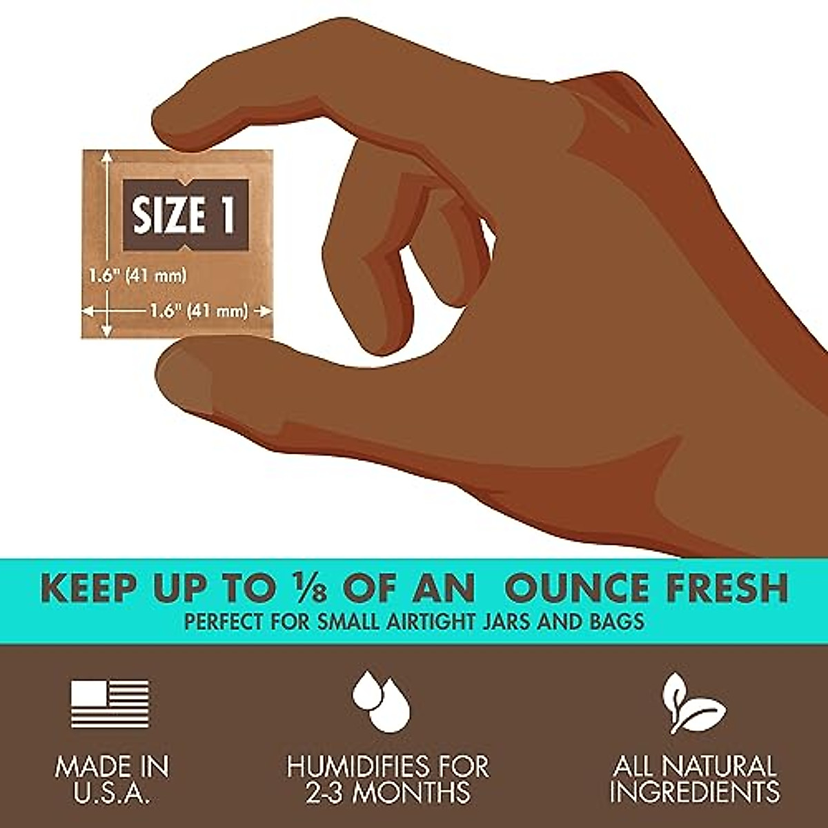 Boveda 58% Two-Way Humidity Control Packs For Storing 1/8 oz – Size 1 – 20 Pack – Moisture Absorbers for Small Storage Containers – Humidifier Packs – Hydration Packets in Resealable Bag