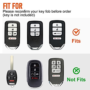 Toykee for Honda Key Fob Cover Keychain Accessories for Accord Civic CR-V CRV Pilot Passport HRV EX EX-L Touring Premium Odyssey 5 Buttons, TPU Case+D-Ring+Key Chain+Hook(Black)