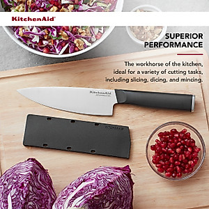 KitchenAid Classic Chef Knife with Custom-Fit Blade Cover, 6-inch, Sharp Kitchen Knife, High-Carbon Japanese Stainless Steel Blade, Black