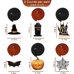 Halloween Hanging Swirl Ceiling Decorations - 24 Pcs Hanging Streamers Halloween Ceiling Decor with Ghost Pumpkin Spider Skull for Home Halloween Party Supplies