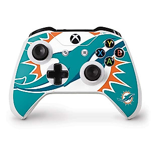 Skinit Decal Gaming Skin compatible with Xbox One S Controller - Officially Licensed NFL Miami Dolphins Large Logo Design